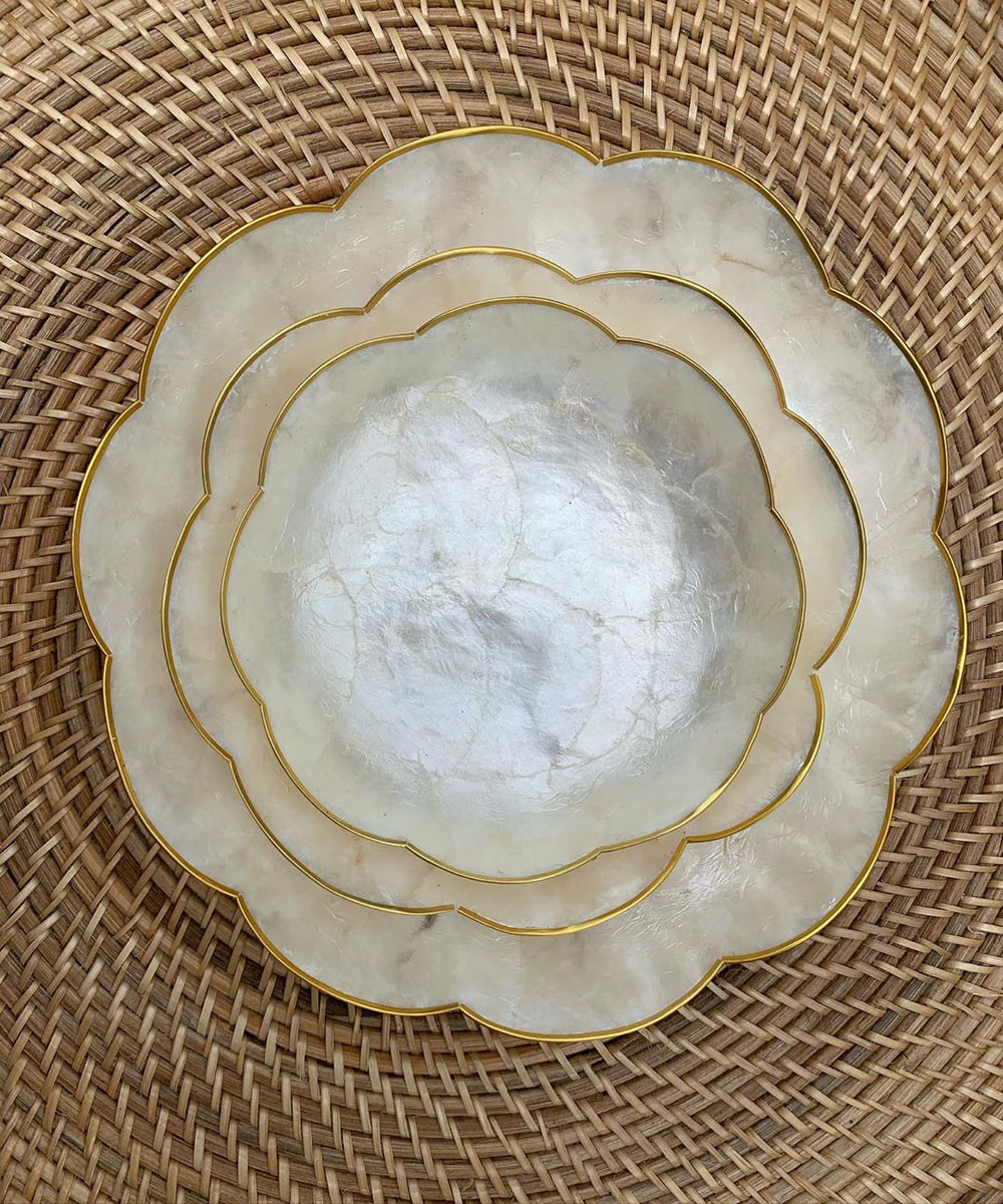 Set of three capiz plates/trays