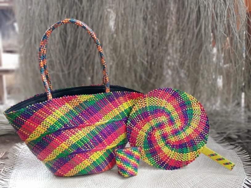 Rainbow sabutan bag + fan + purse sets