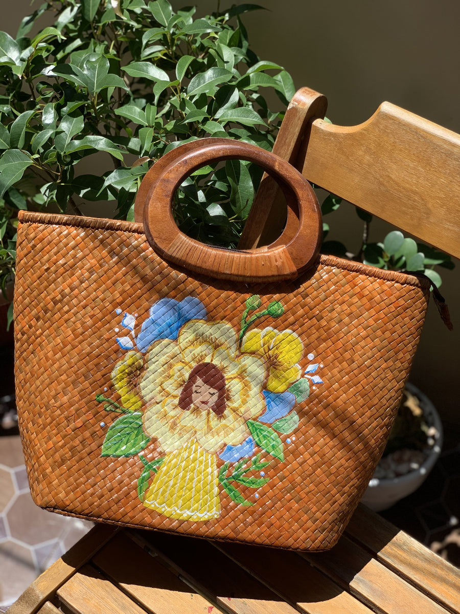 Hand-painted pandan bag
